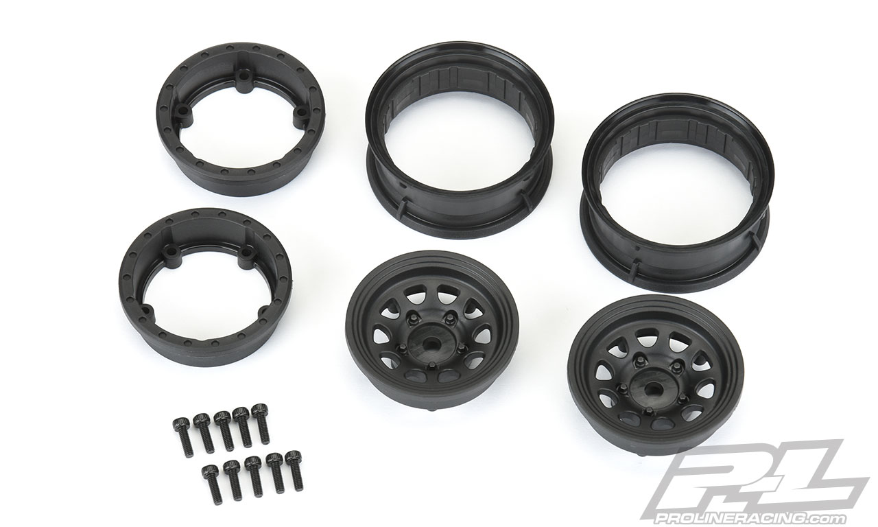 Pro-Line Keystone 1.55” Black Plastic Internal Bead-Loc Wheels | RC Newb